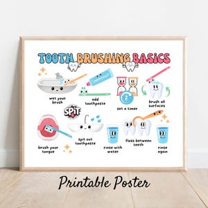 Tooth Brushing Poster Printable, School Nurse Decor, Oral Health Nurse ...
