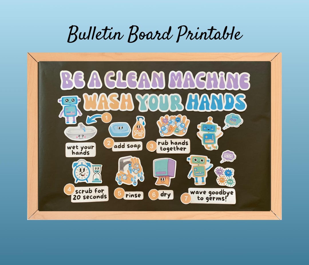 Wash Your Hands Bulletin Board Kit: School Nurse Office Decor (PDF ...