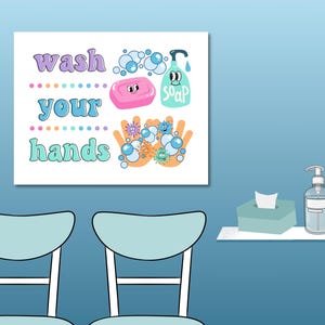 Wash Your Hands Poster, Pastel School Nurse Decor, Elementary Classroom ...