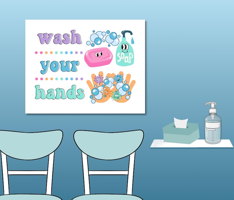 Wash Your Hands Poster: Pastel Classroom Decor, School Nurse Art - Etsy