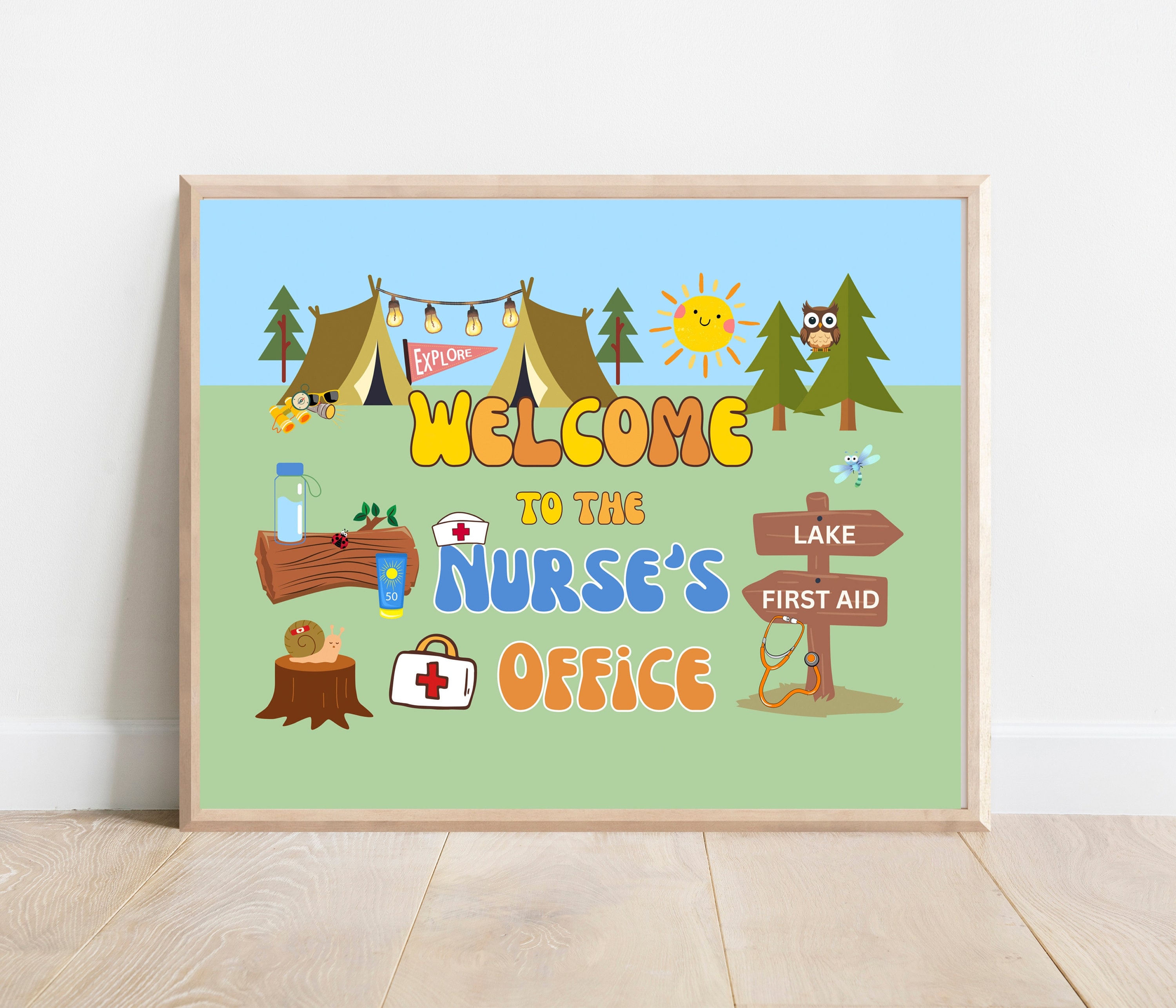 Summer Camp Nurse Office Poster, Camping Themed Nurse Office Welcome ...