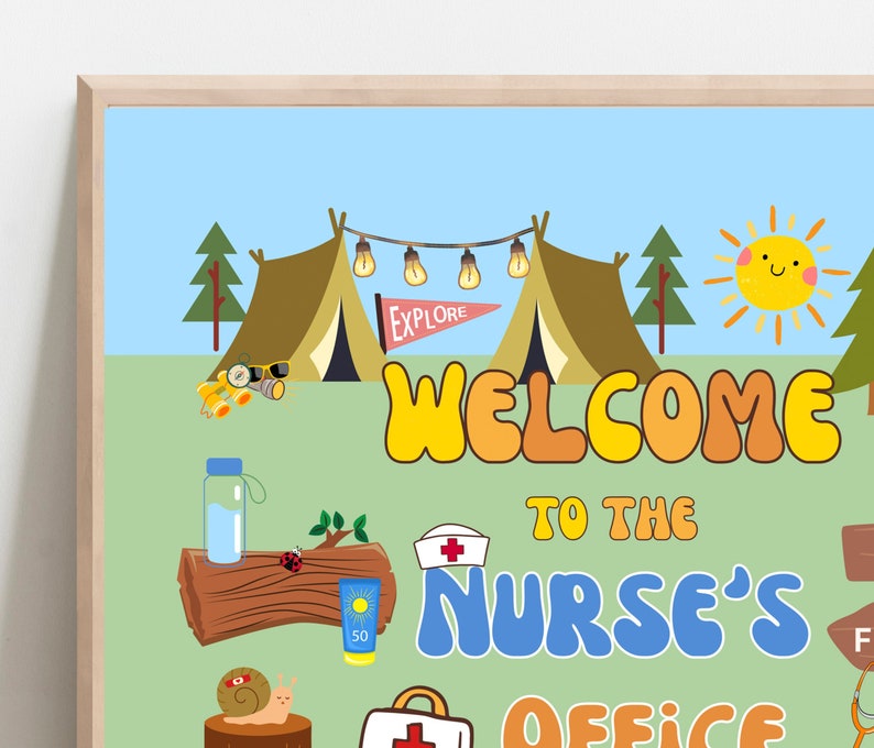 Summer Camp Nurse Office Poster, Camping Themed Nurse Office Welcome ...