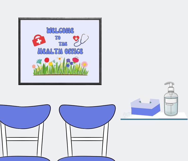 Health Office Welcome Poster, Printable Nurse Office Welcome Door Sign ...