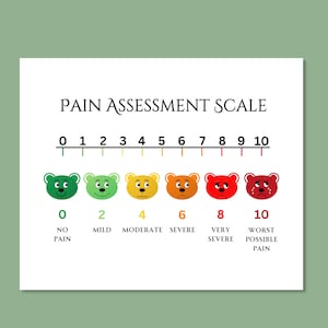 Teddy Bear Pediatric Pain Scale Poster: Kids Pain Chart - Etsy