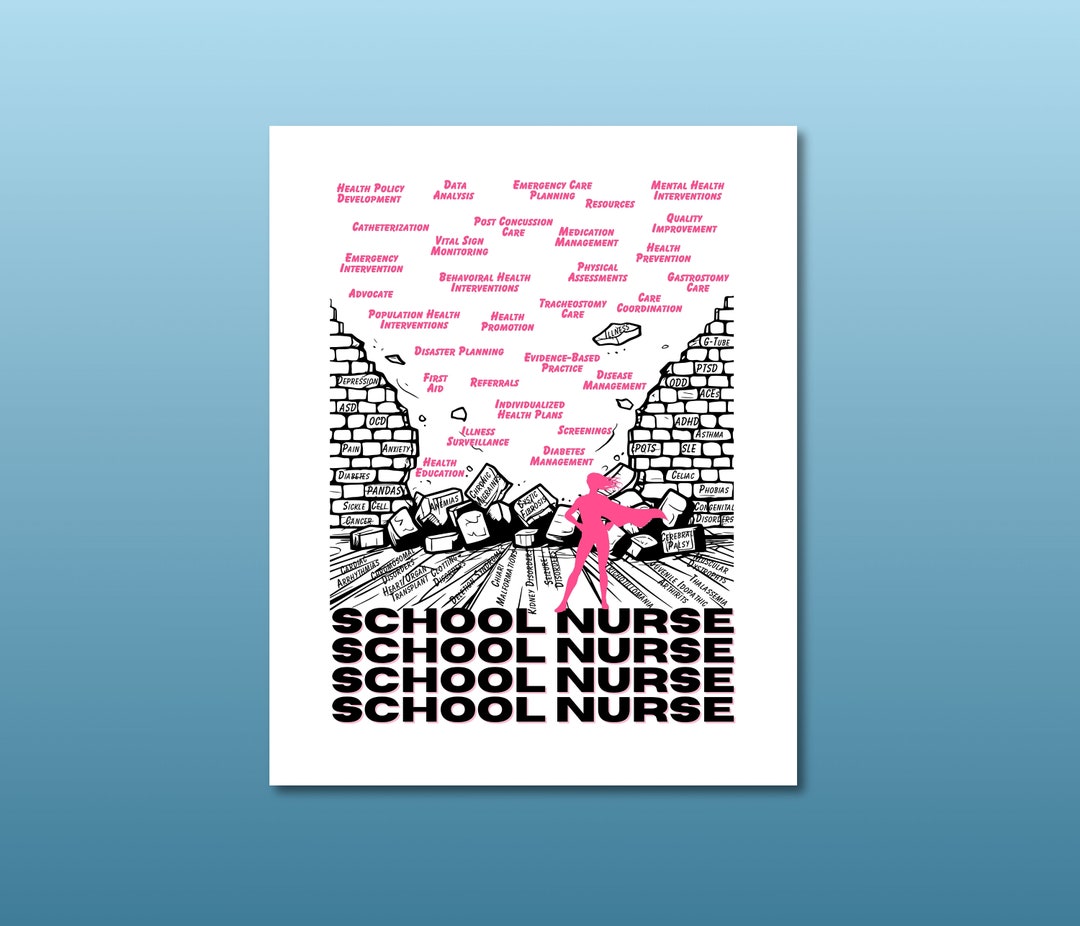 School Nurse Poster Print Wall Decor, Superhero School Nurse Gift ...