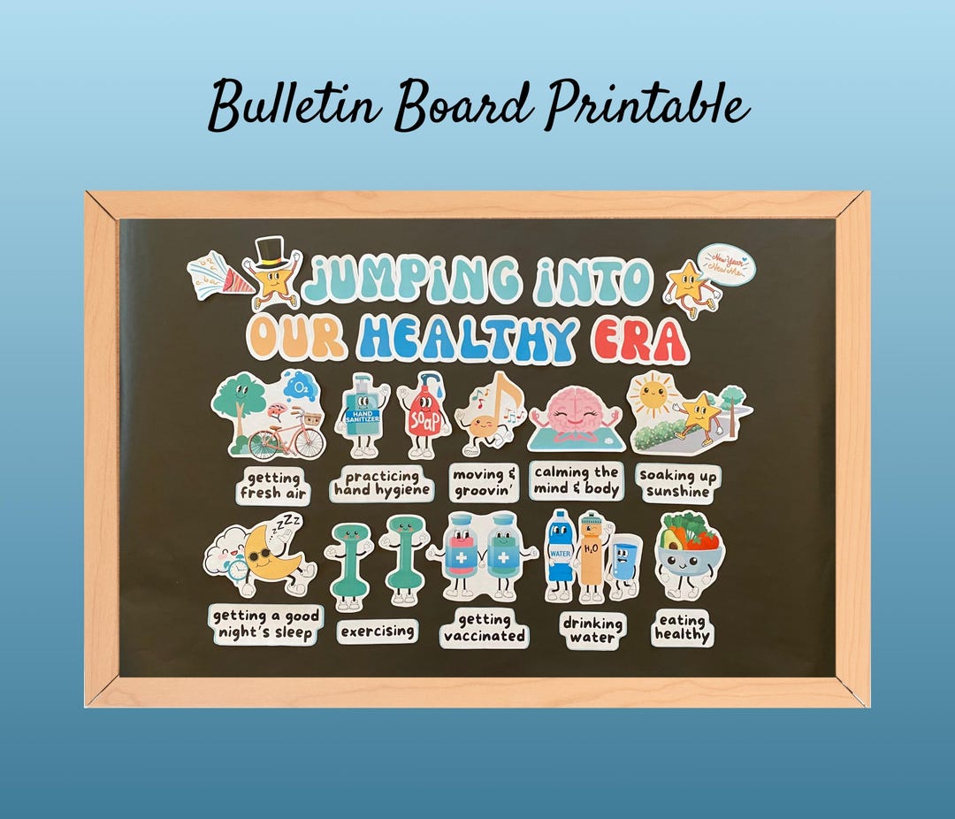 New Year's Resolution Bulletin Board Kit, School Nurse Bulletin Board ...