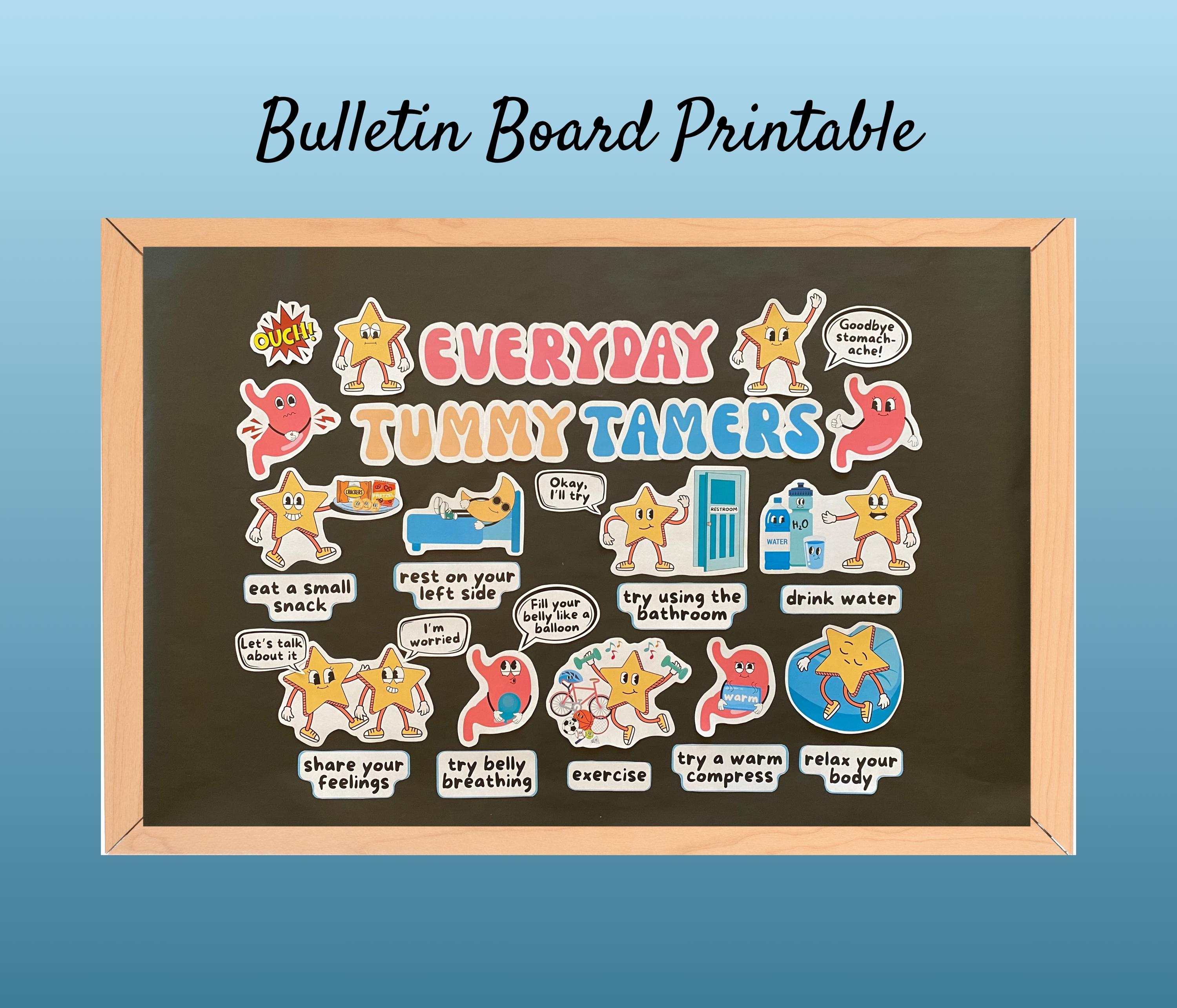 Stomachache Bulletin Board Kit: Tummy Tamers - School Nurse Classroom ...