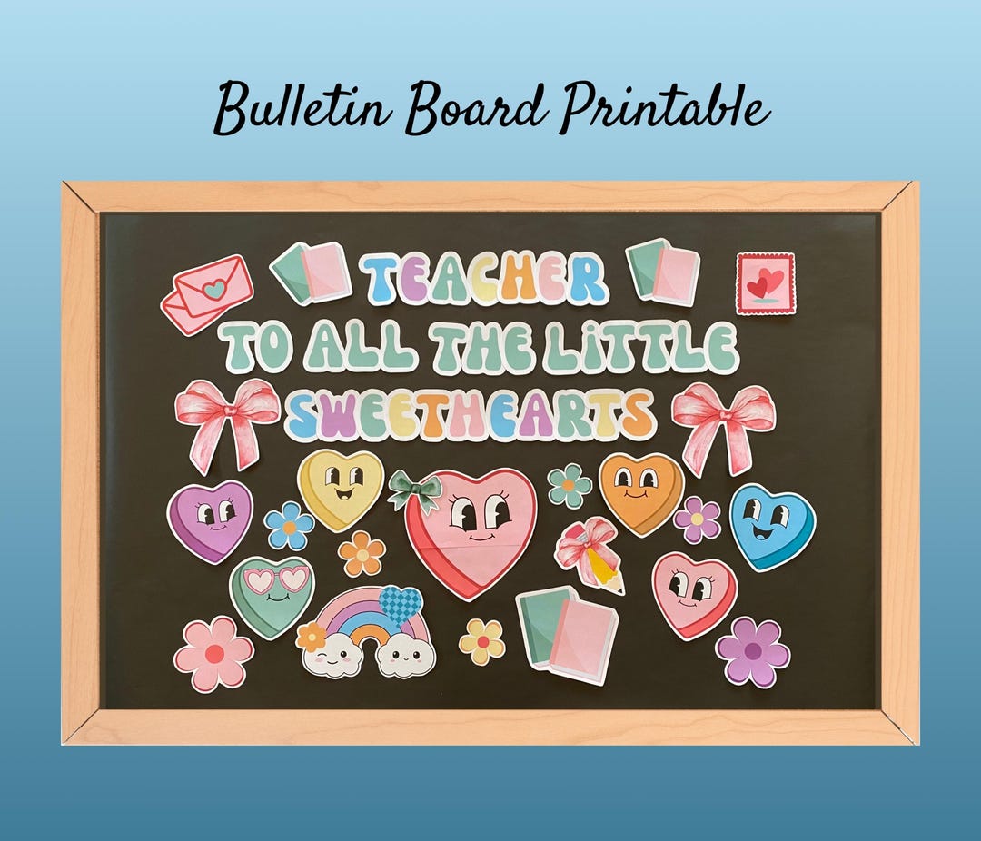 Teacher Valentine's Day Bulletin Board Set, Pink Bow Coquette Teacher ...