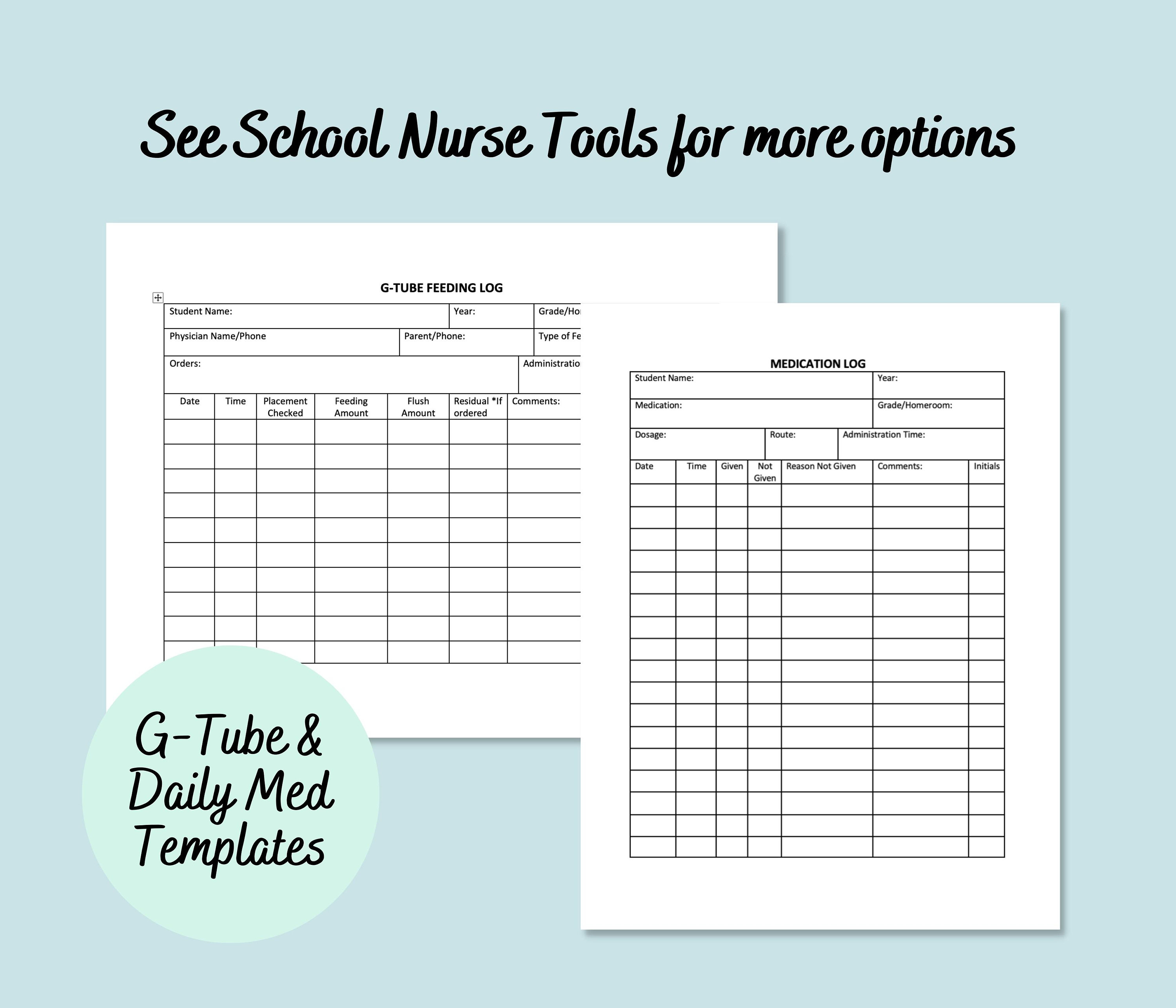School Nurse Diabetic Log Template, School Nurse Medication Log ...