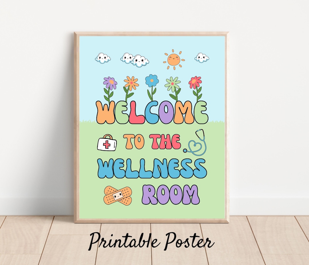 Wellness Room Sign: Retro Clinic Poster, School Nurse Office Decor (PDF ...
