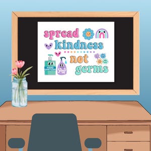 Spread Kindness Not Germs Poster: School Nurse Office Decor - Etsy