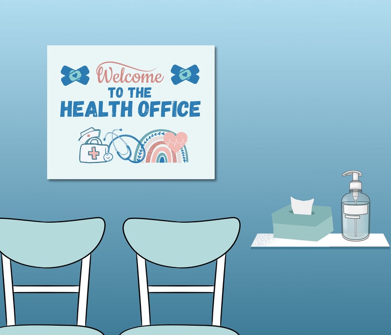 Health Office Door Sign, Clinic Welcome Poster, School Nurse Print ...