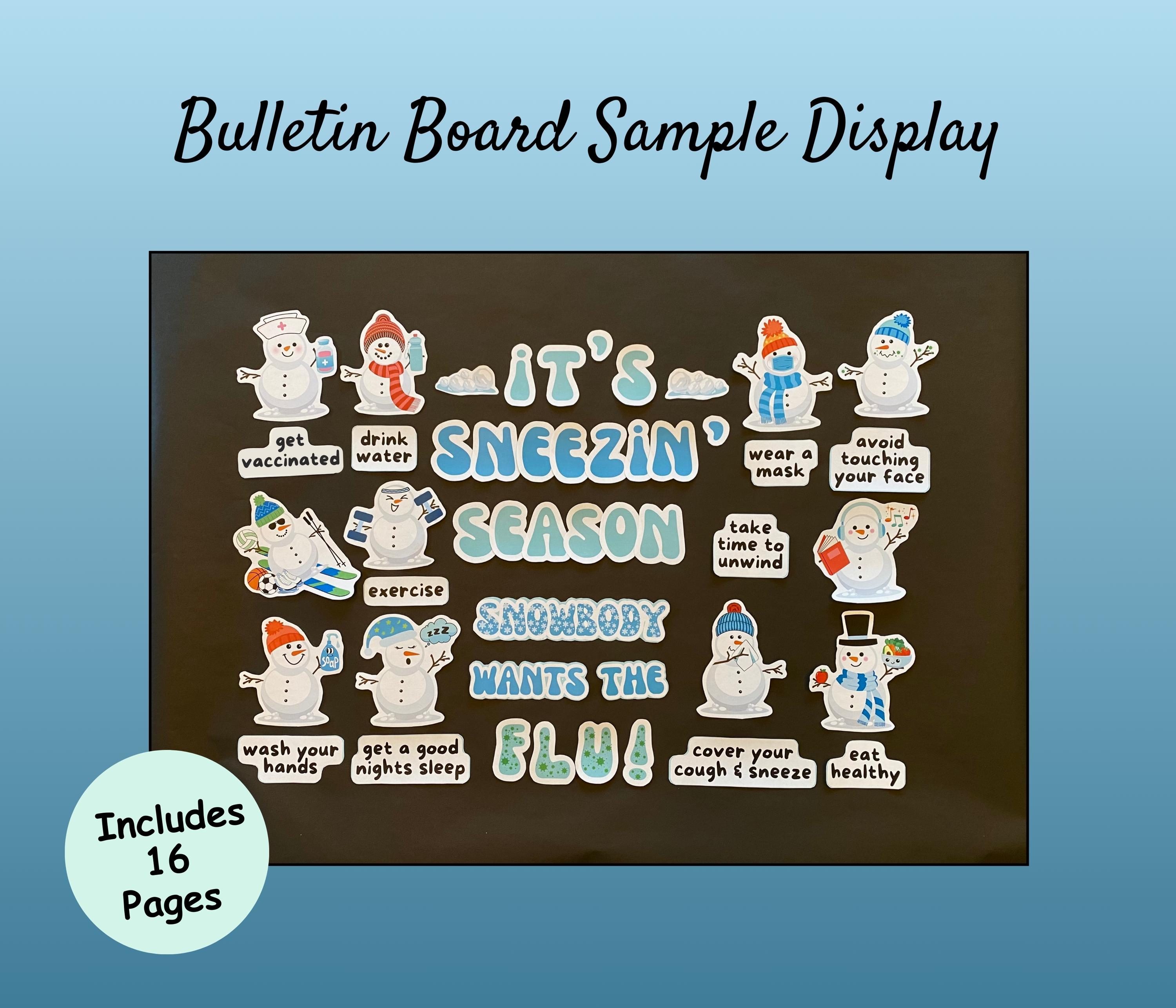 Winter Flu Bulletin Board Kit, School Nurse Bulletin Board Set ...
