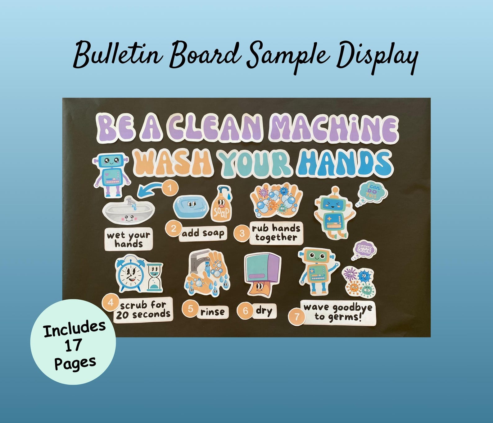 Wash Your Hands Bulletin Board Kit: School Nurse Office Decor (PDF ...