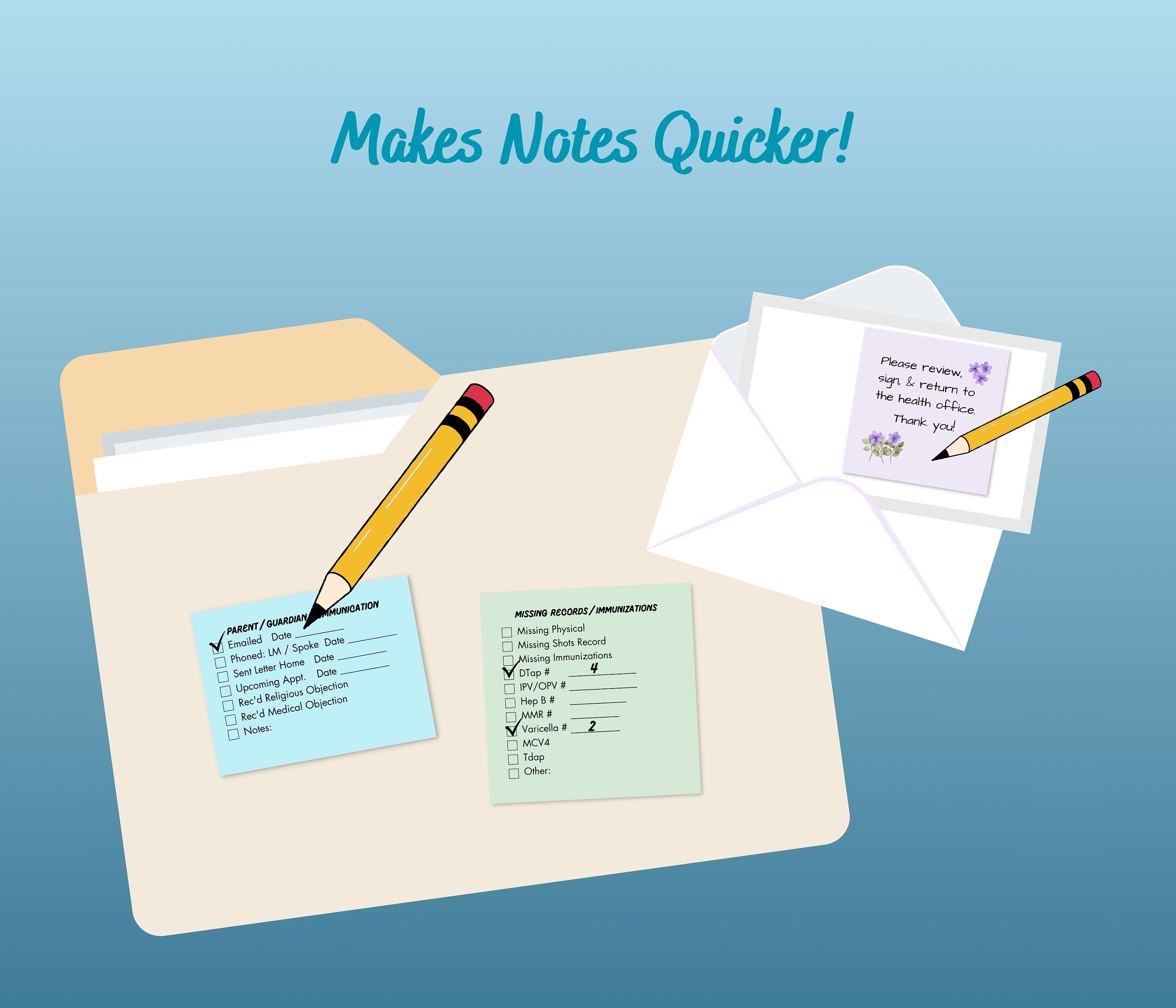 School Nurse Sticky Notes, School Health Office Notepad, School Nurse ...