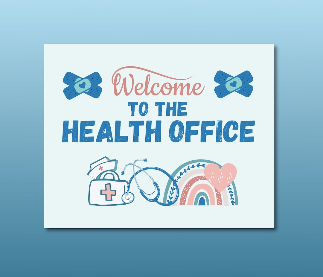 Health Office Door Sign, Clinic Welcome Poster, School Nurse Print ...