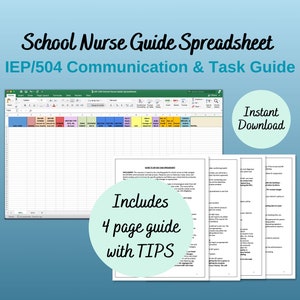 School Nurse Guide Spreadsheet, School Nurse Planner, School Nurse to ...