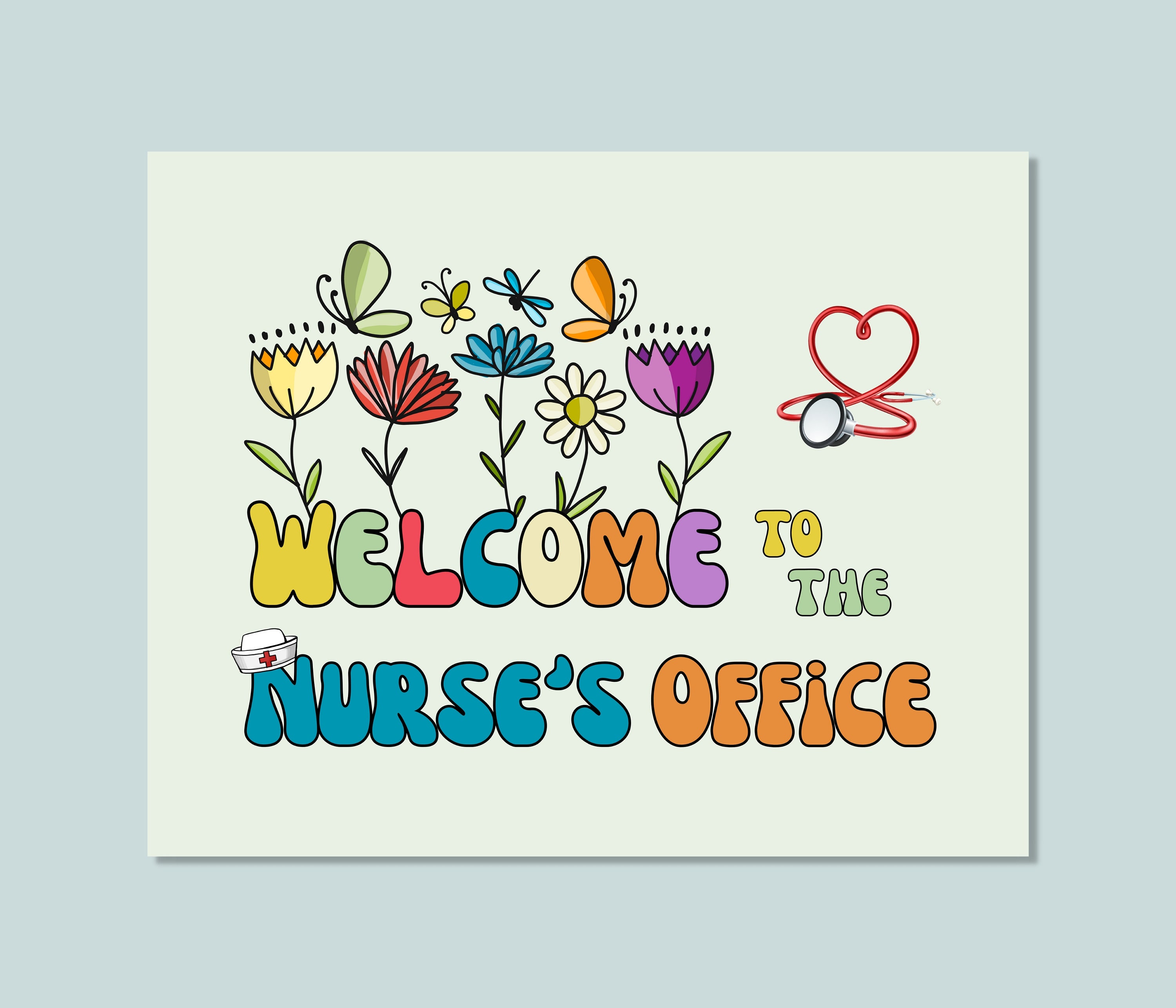 Nurse Office Welcome Sign, Cute Health Office Decor, Floral Welcome ...