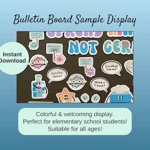 Spread Kindness Not Germs Bulletin Board, Printable School Nurse Decor ...