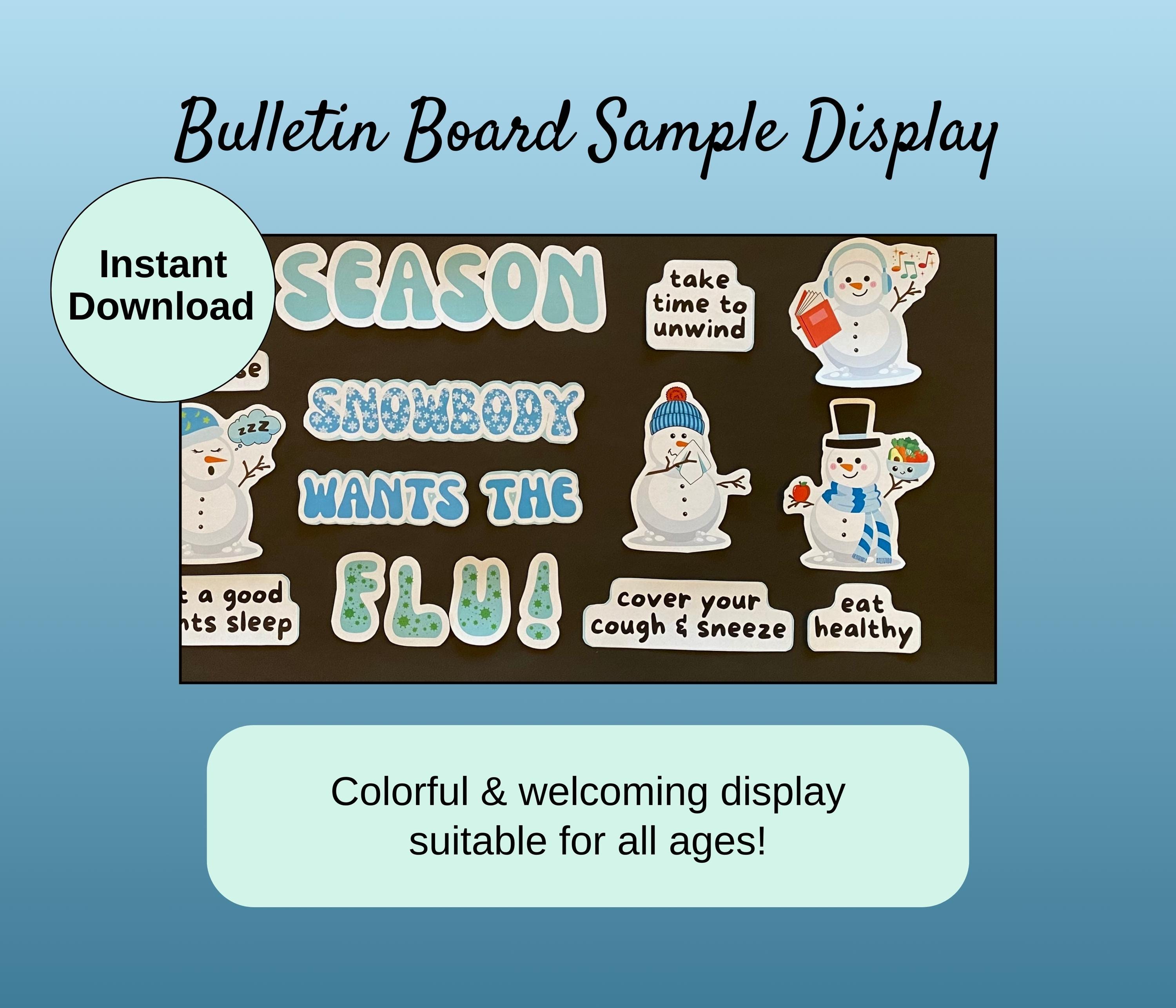 Winter Flu Bulletin Board Kit: School Nurse Office Decor (PDF Printable ...