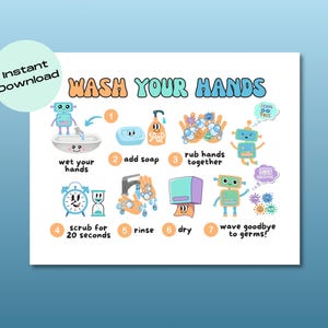 School Nurse Hand Hygiene Poster, Printable Kindergarten Classroom Hand ...