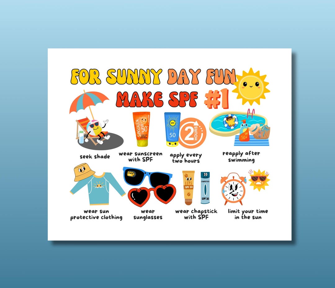 Sun Safety Poster, Summer School Nurse Decor, Camp Nurse Office Door ...