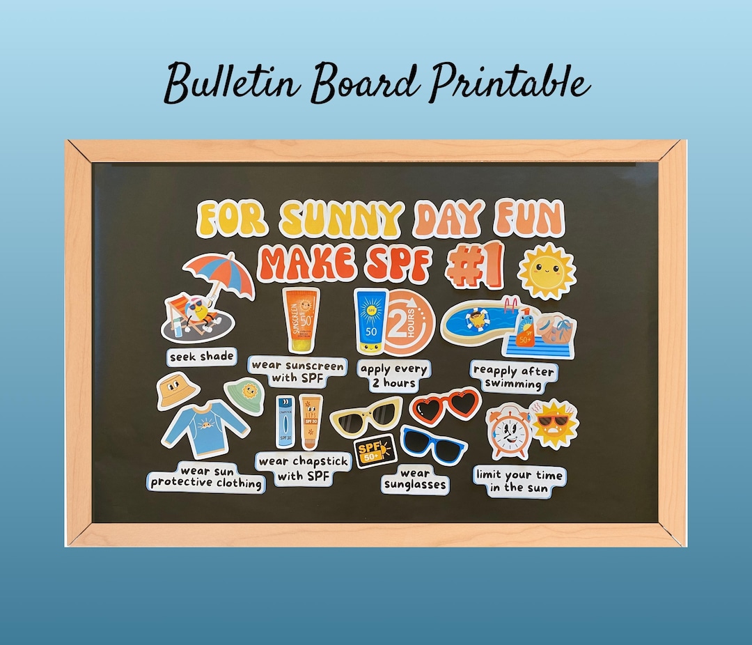 Sun Safety Bulletin Board Kit: School Nurse Office Decor (PDF Printable ...
