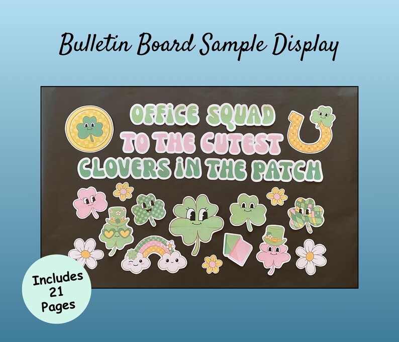 St. Patrick's Day Bulletin Board Set: Retro Office Squad Decor (PDF ...