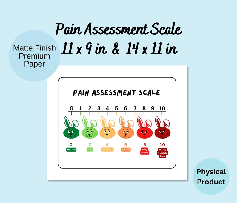 Cute Bunny Pain Scale Poster, Pain Assessment Scale, School Nurse Pain ...