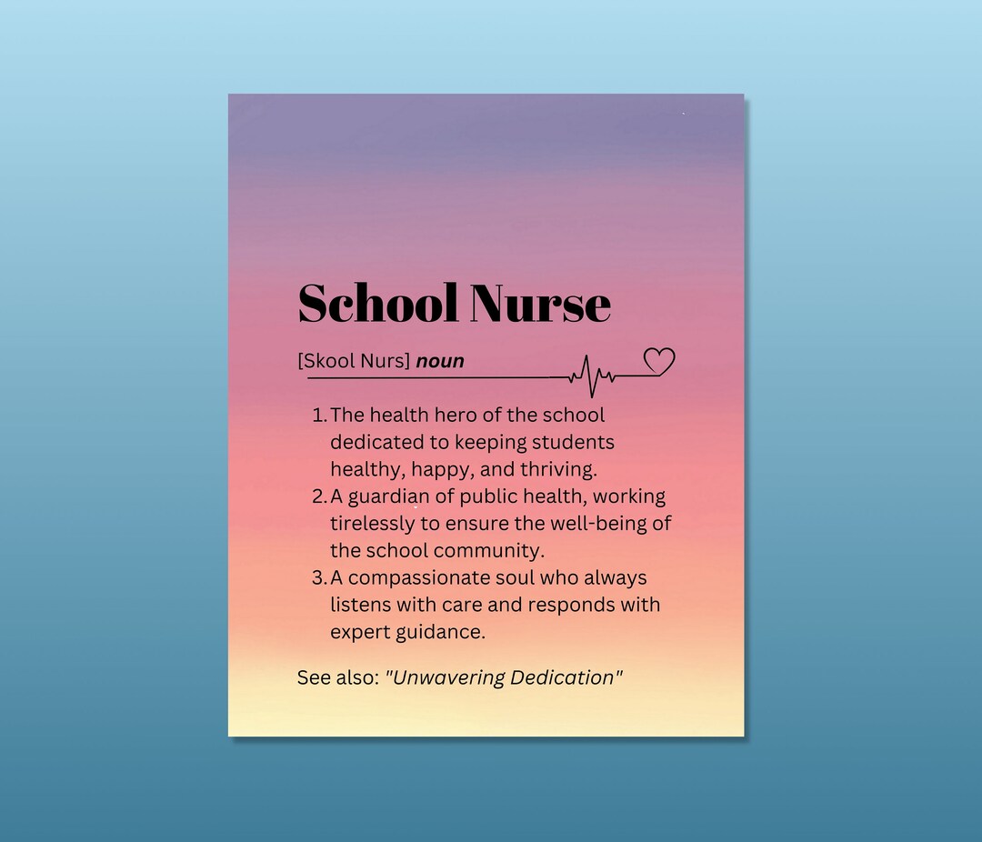 School Nurse Definition Poster: Appreciation Gift, Colorful Office ...