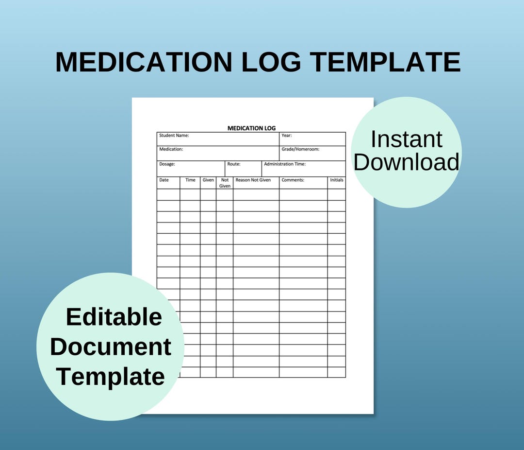 School Nurse Medication Log Template: Printable Daily Tracker (digital ...
