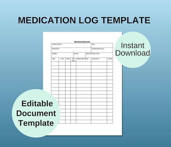 Blank Medication Log Form Templates