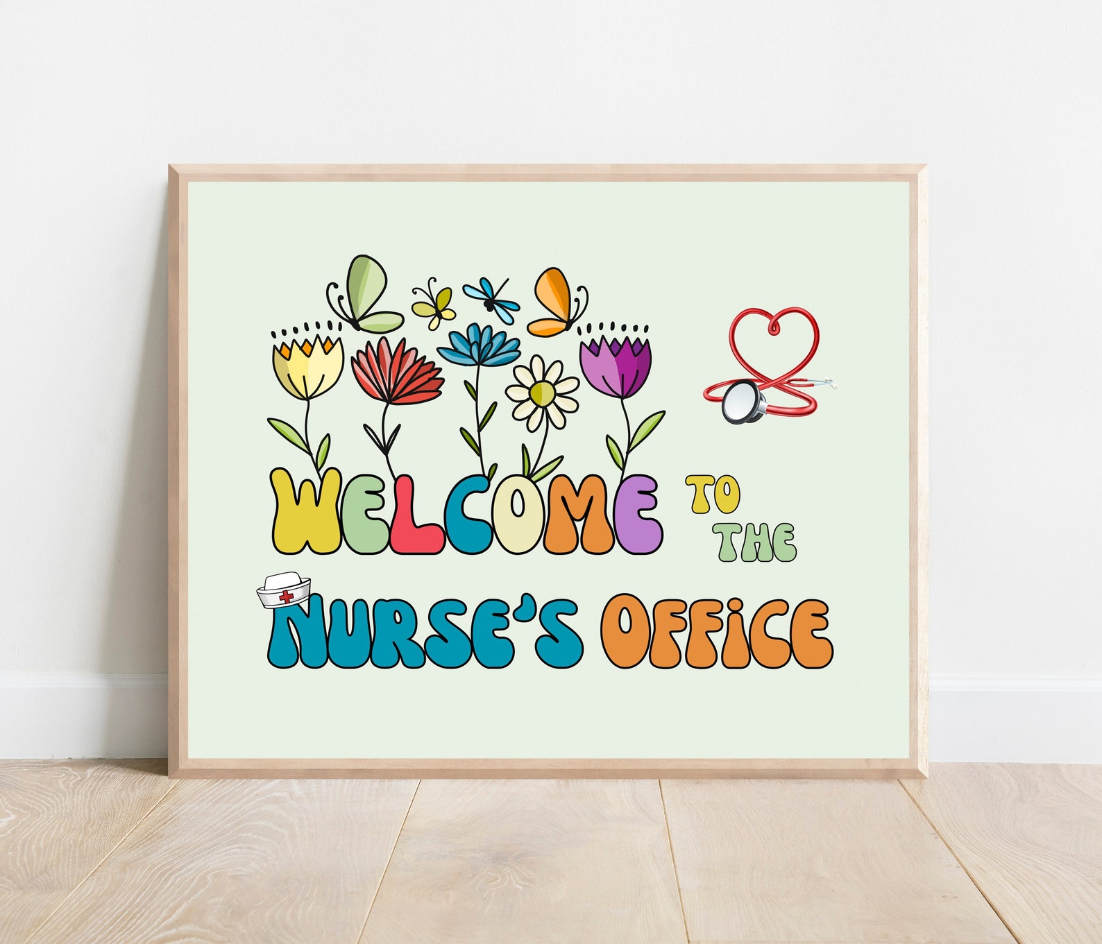 Nurse Office Welcome Sign, Cute Health Office Decor, Floral Welcome ...