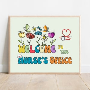 Nurse Office Welcome Sign, Cute Health Office Decor, Floral Welcome ...