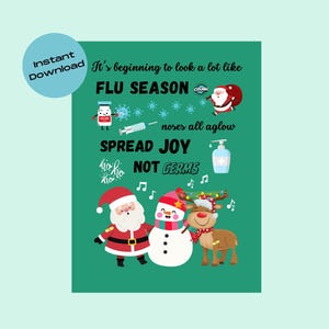 Holiday Flu Season Poster, Printable Health Poster, School Nurse Poster ...
