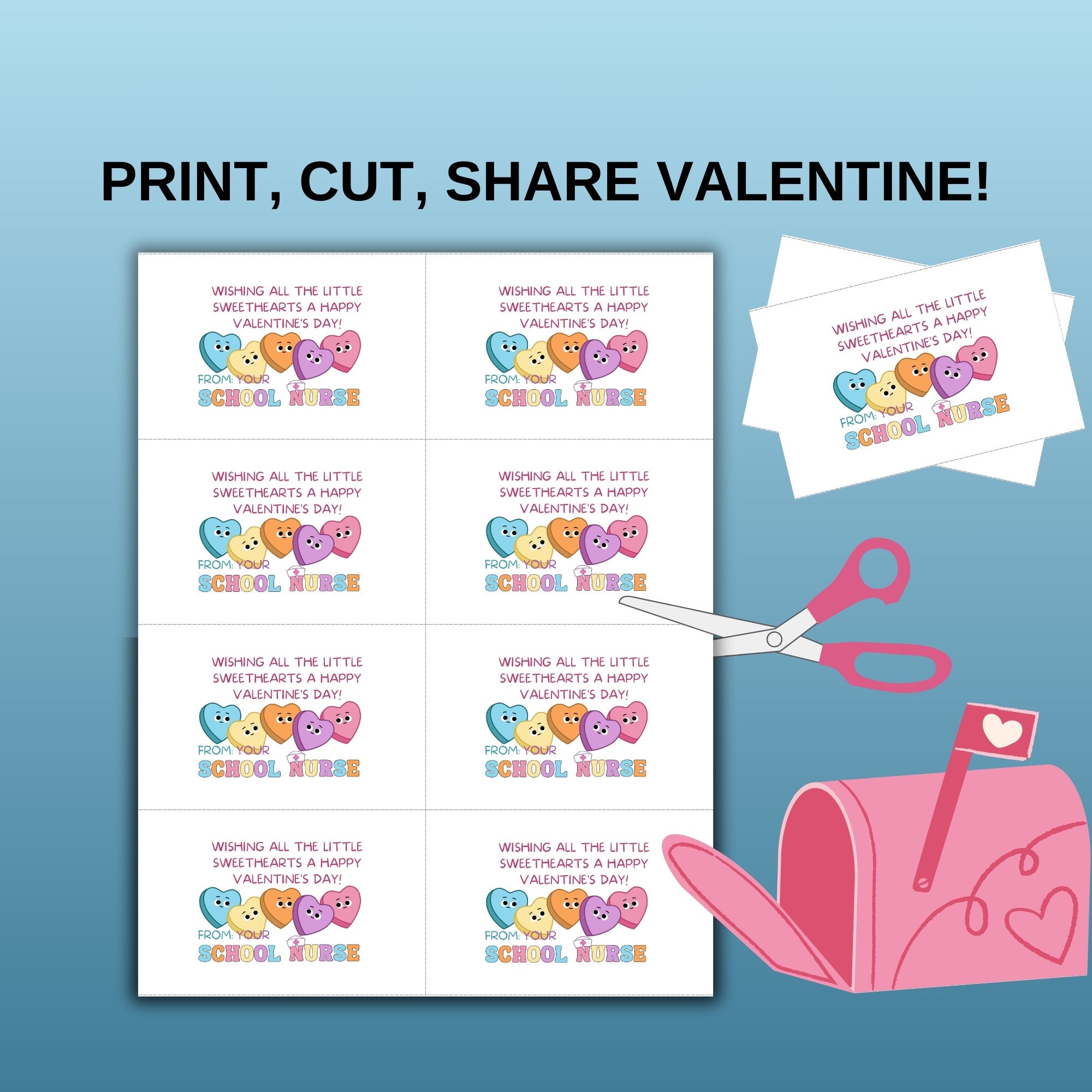 School Nurse Valentines Cards Printable, Greeting Card From Nurse ...