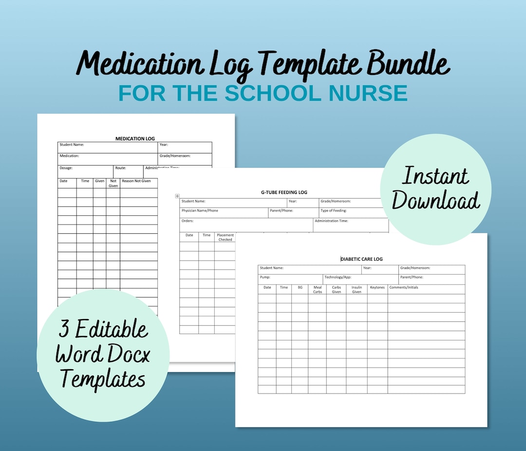 School Nurse Medication Template Bundle, School Nurse Medication Log ...