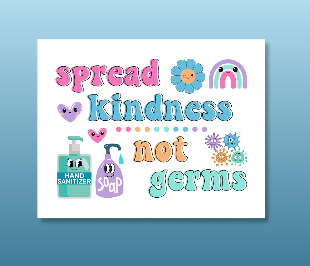 Spread Kindness Not Germs Poster, School Nurse Decor, Health Office Art ...