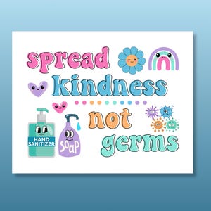 Spread Kindness Not Germs Poster, School Nurse Decor, Health Office Art ...