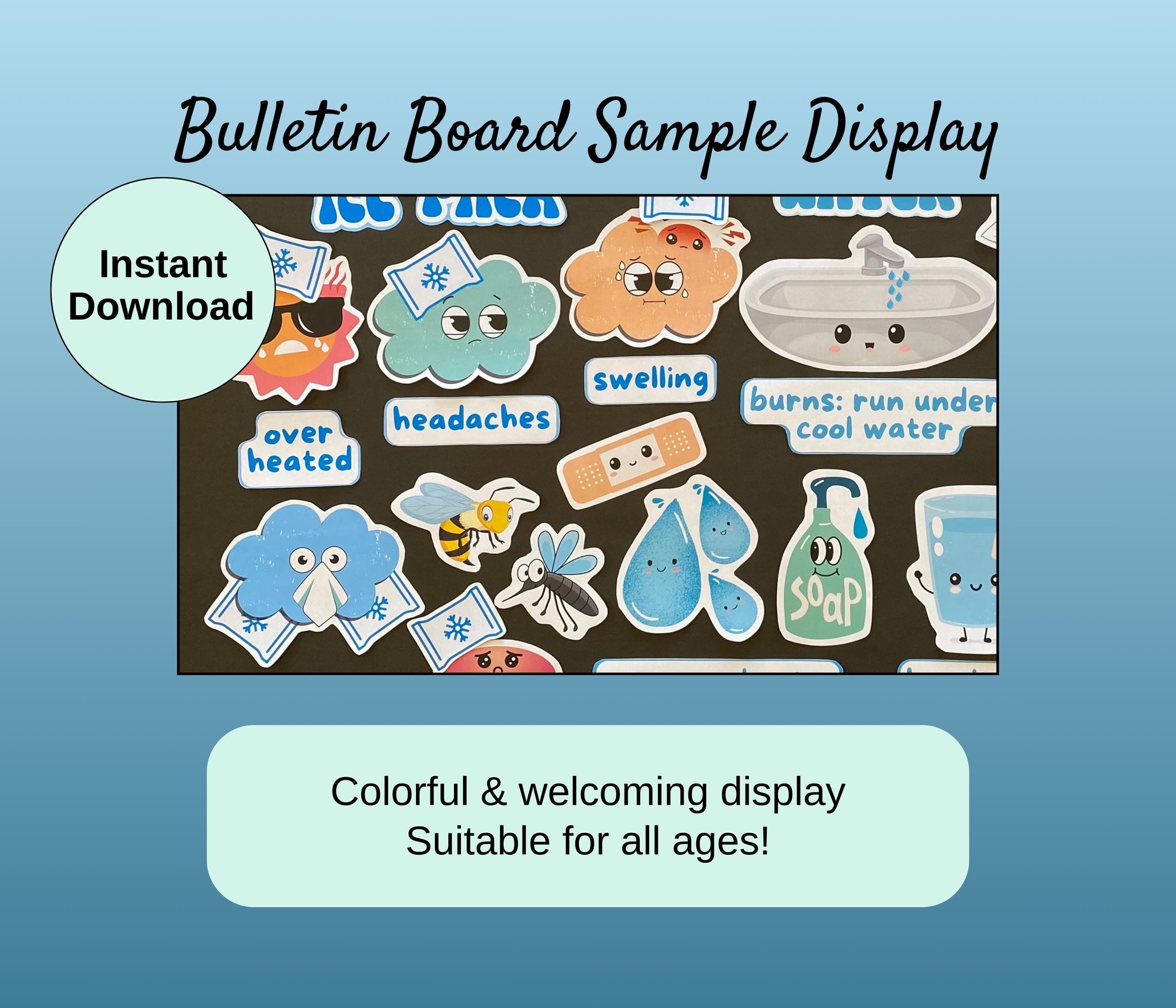 First Aid Bulletin Board Kit: School Nurse Office Decor (PDF Printable ...