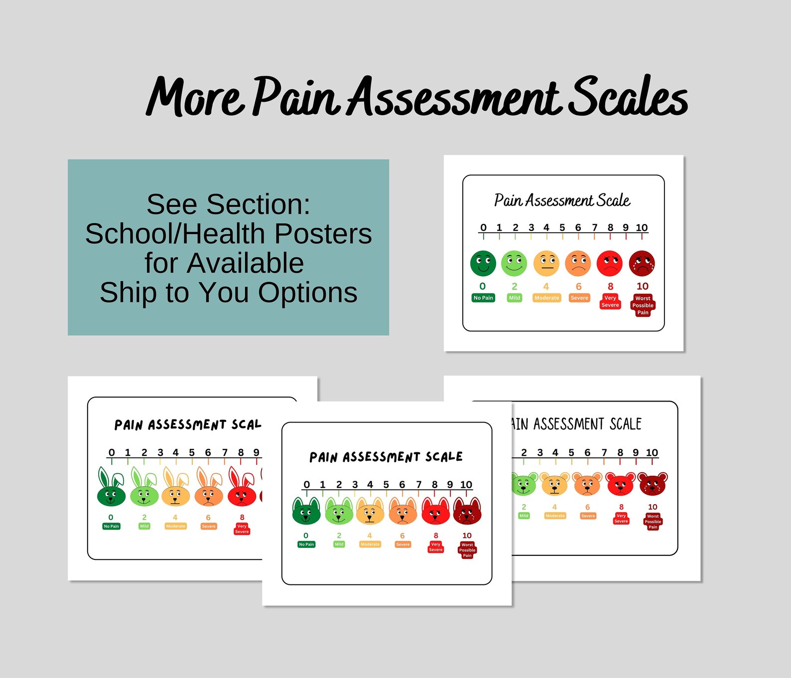 Printable Pain Chart, Pain Assessment Scale Poster, Health Office Sign ...