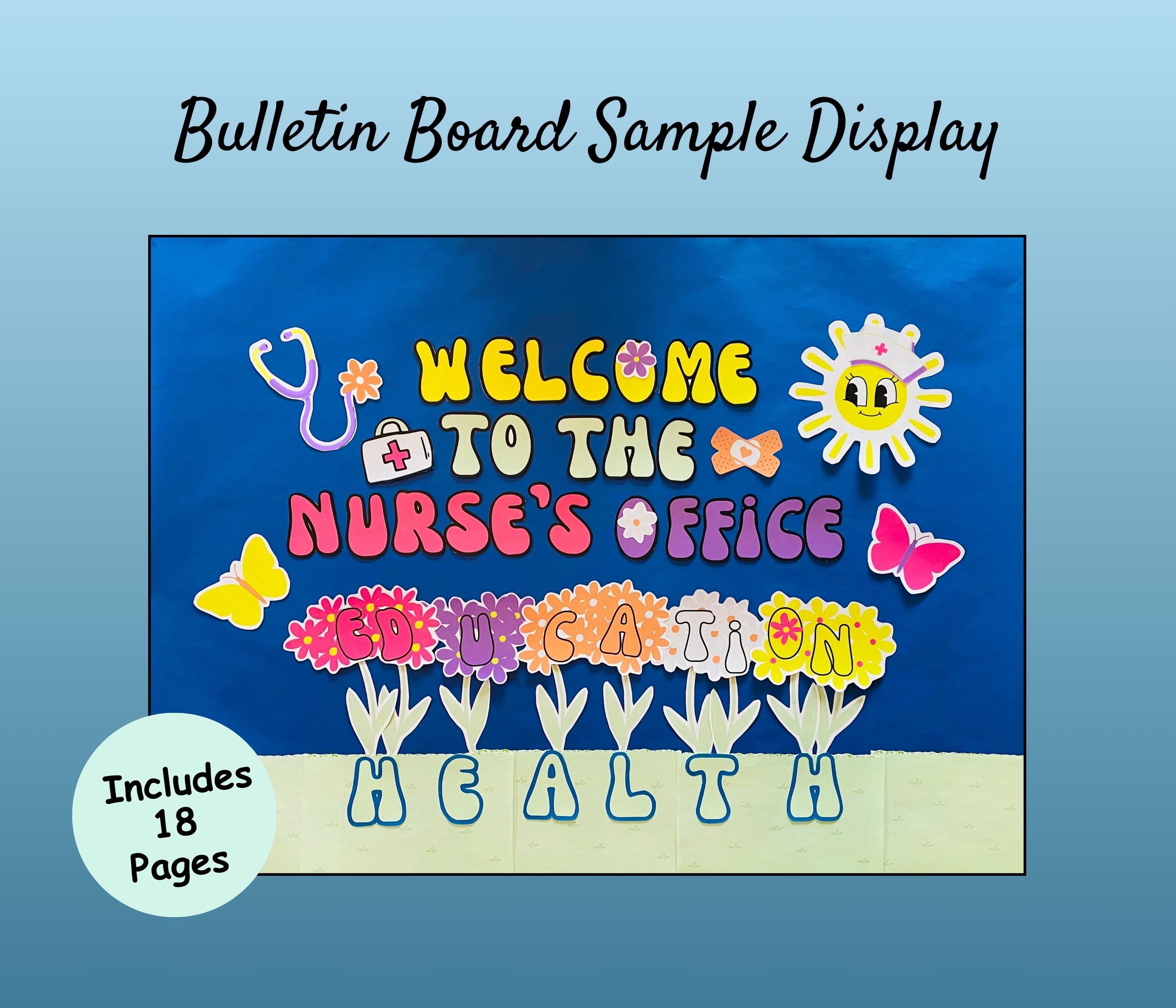 Floral Nurse Office Bulletin Board Kit, School Nurse Bulletin Board Set ...