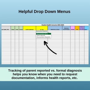 School Nurse Log Spreadsheet, Student Health Concerns Template, School ...