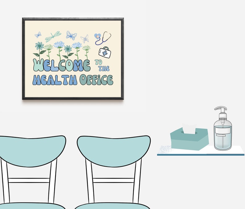 Health Office Welcome Poster, Cute Clinic Decor, Floral Welcome Poster ...