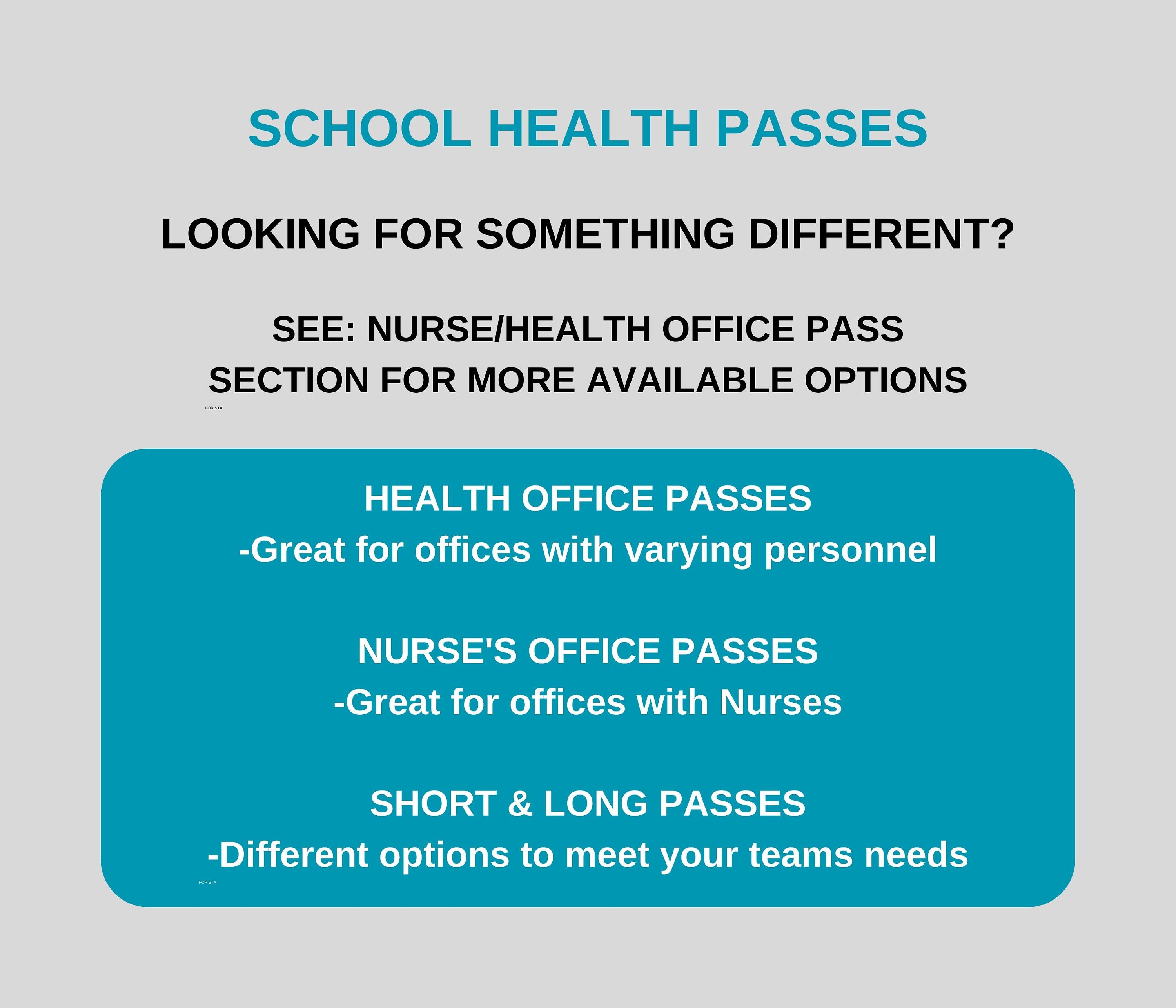 School Health Office Pass, Nurse's Office Pass, Health Office Decor ...