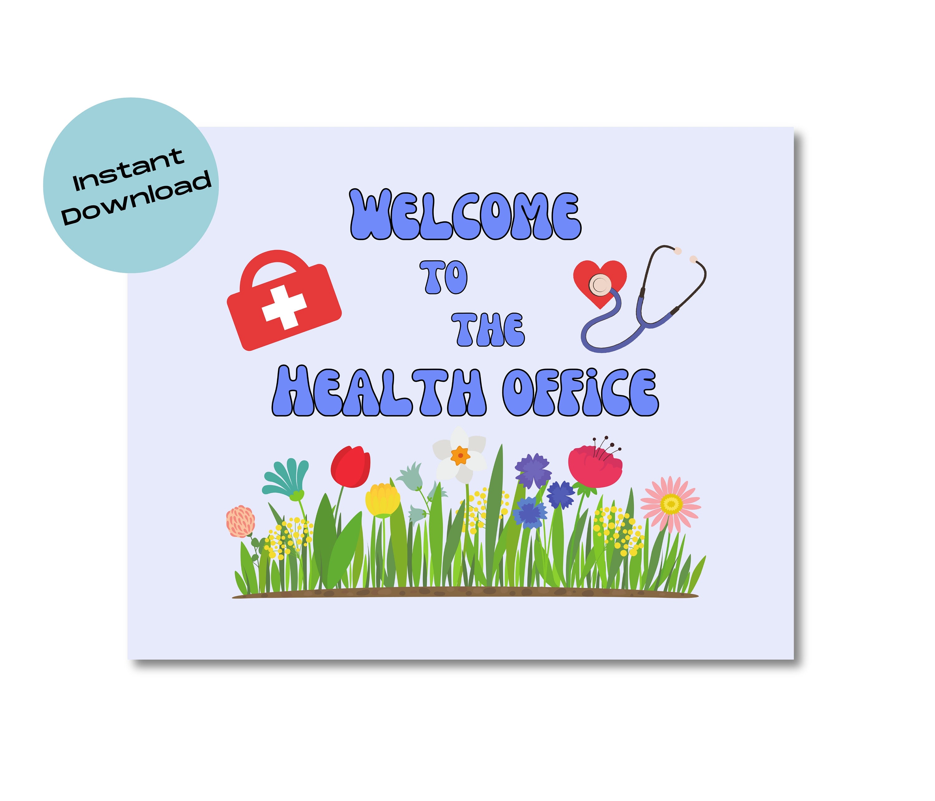 Health Office Welcome Poster, Printable Nurse Office Welcome Door Sign ...
