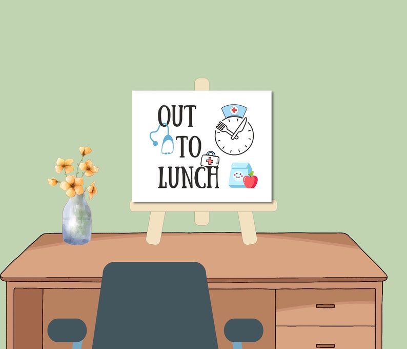 Nurse Out to Lunch Sign: Printable Office Door Poster (digital Download ...