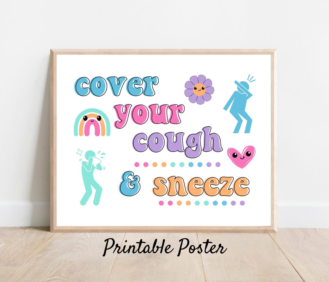 Cover Your Cough Pastel Poster, School Nurse Printable, Health Office ...
