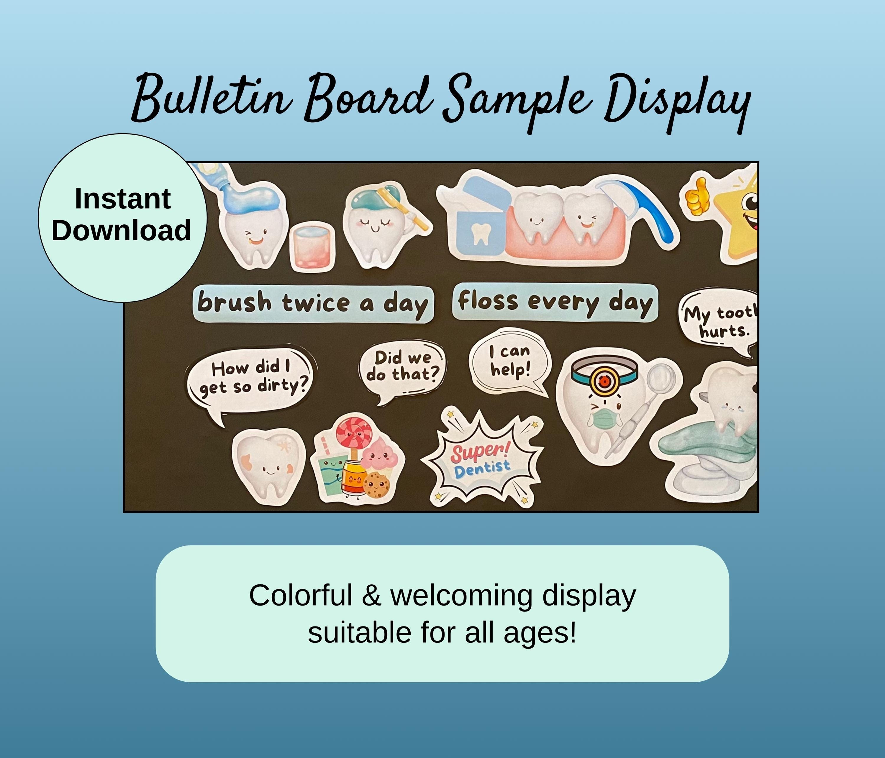 Dental Hygiene Bulletin Board Kit: Healthy Habits Oral Hygiene Decor ...