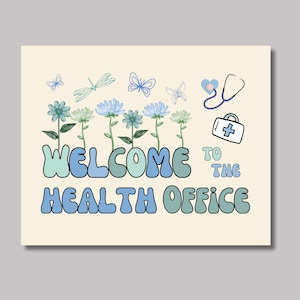 Health Office Welcome Poster, Cute Clinic Decor, Floral Welcome Poster ...